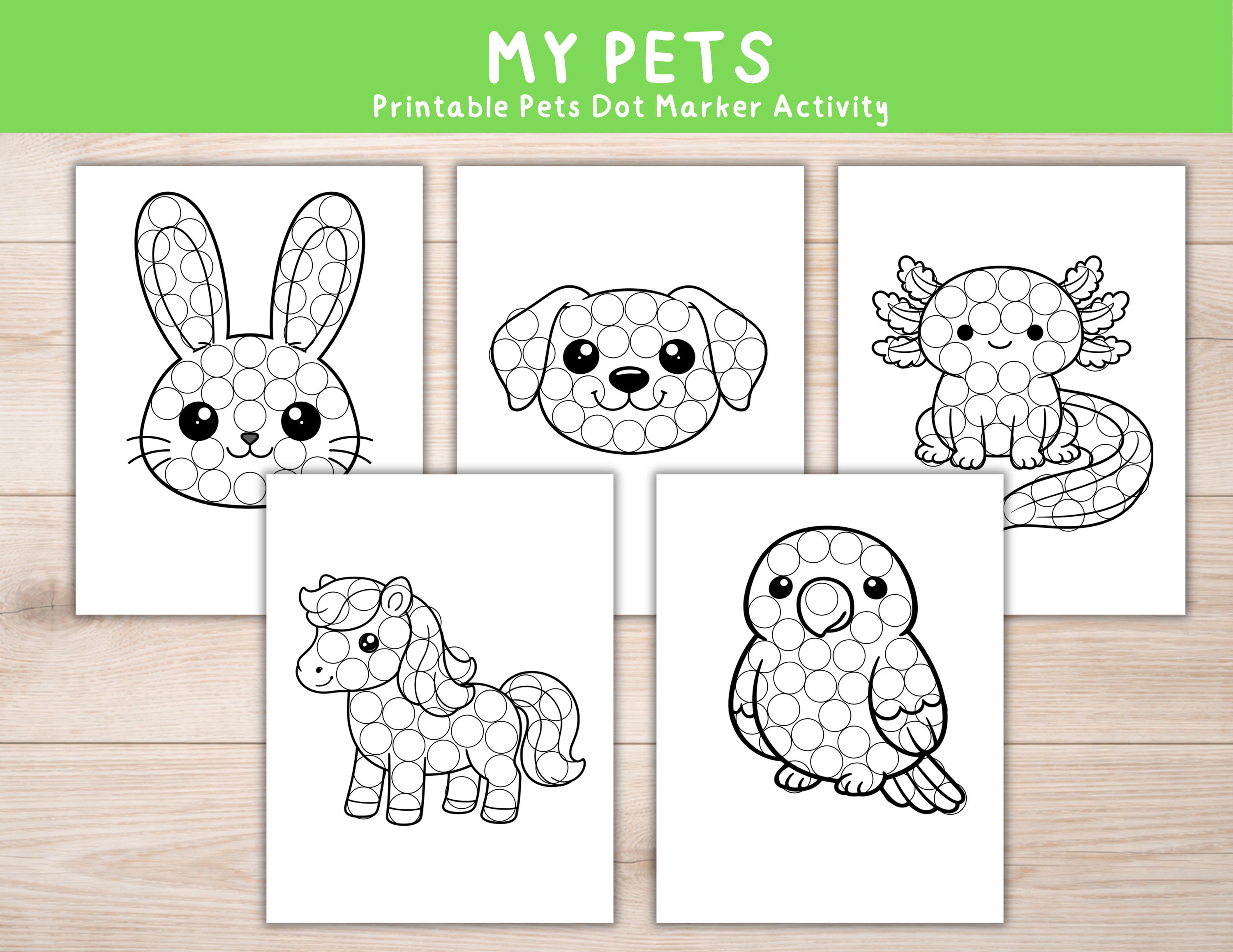 Pets Dot Marker Pages + Bonus Coloring Worksheets (digital Download) - Etsy