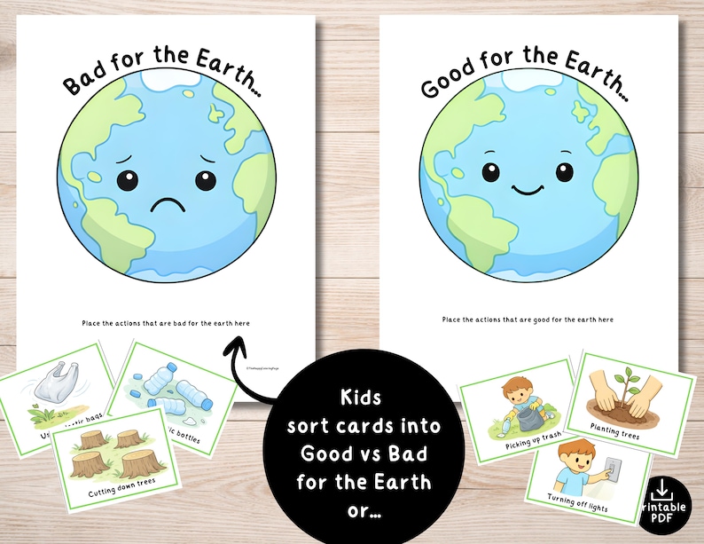 Earth Day Sorting Activity – Good Vs Bad Environmental Choices for Kids ...