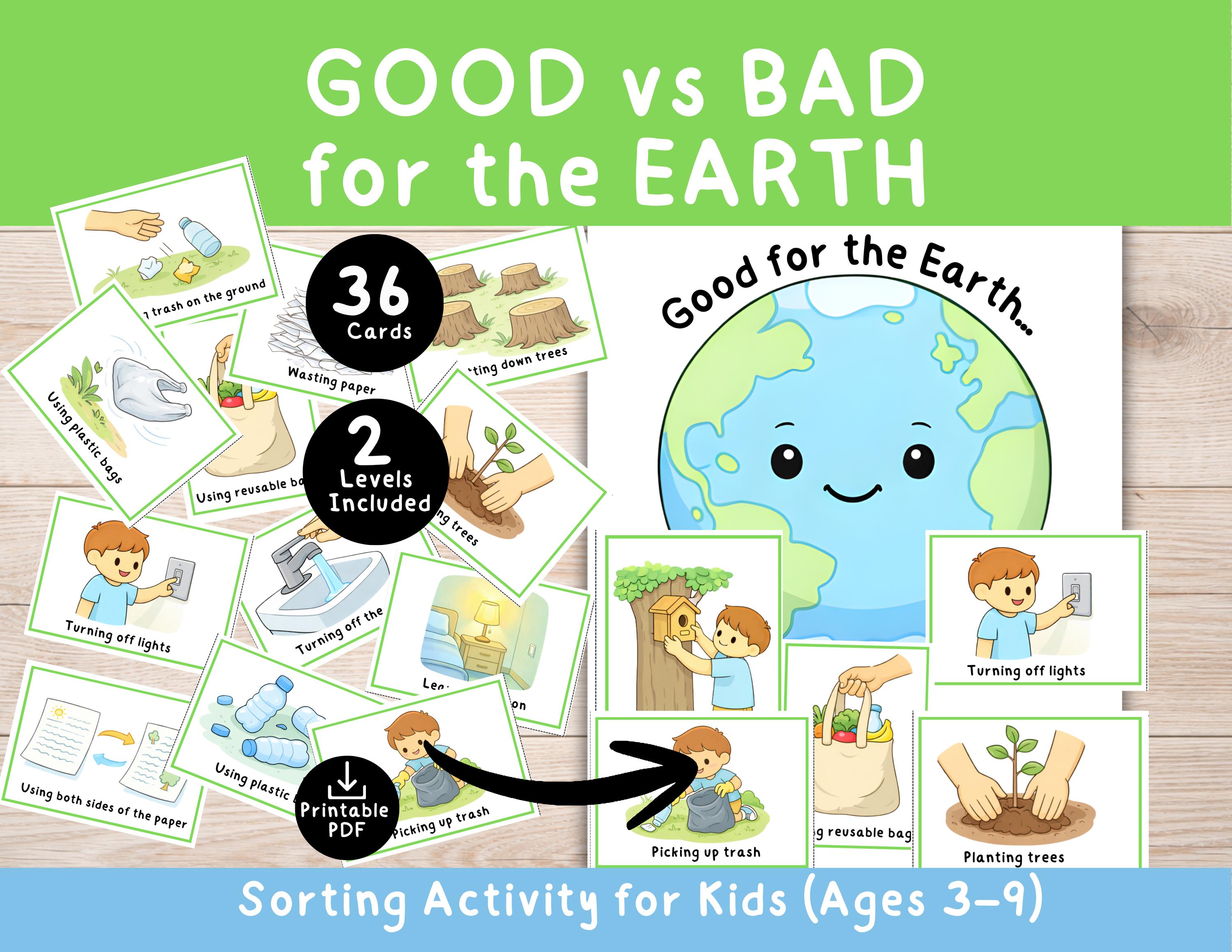 Earth Day Sorting Activity – Good Vs Bad Environmental Choices for Kids ...
