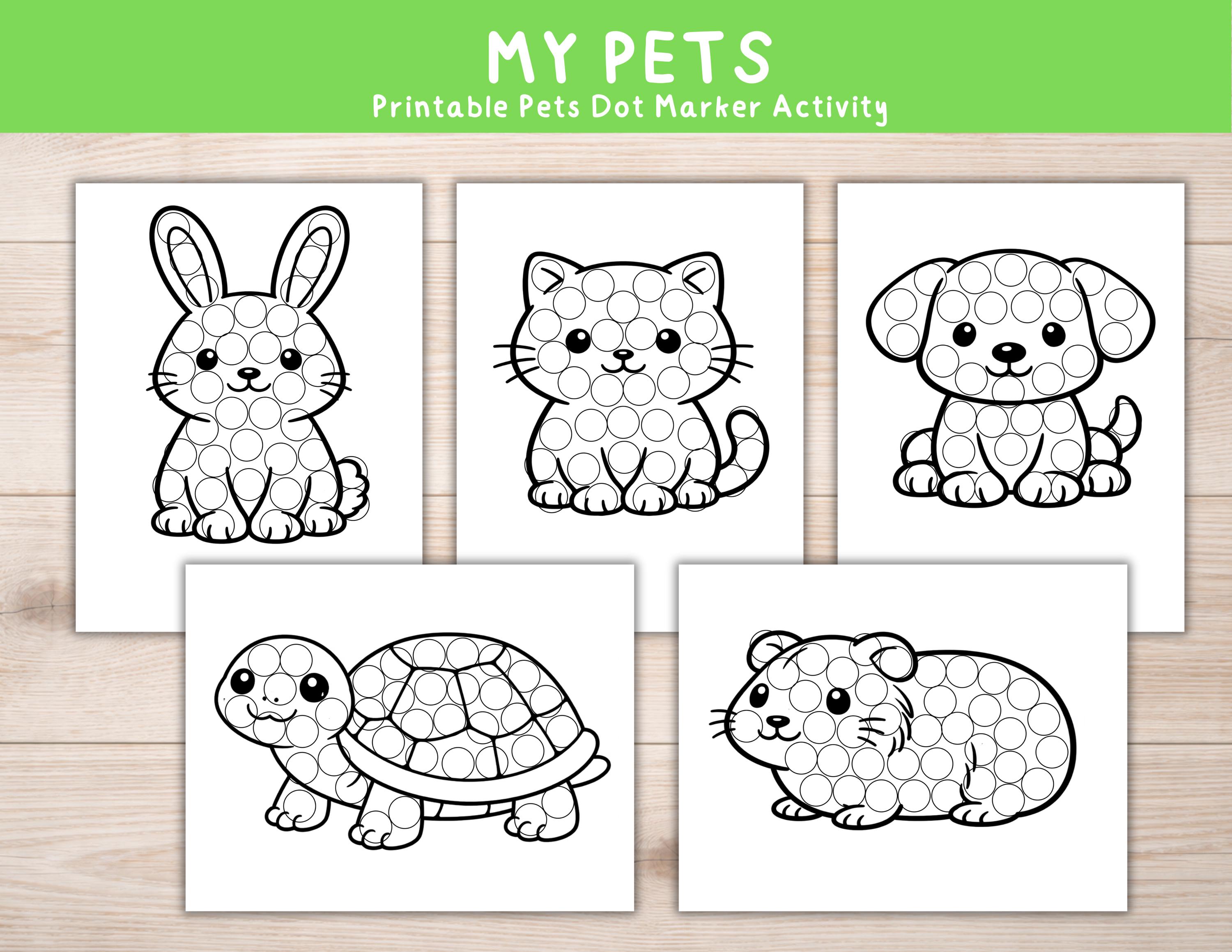 Pets Dot Marker Pages + Bonus Coloring Worksheets (digital Download) - Etsy