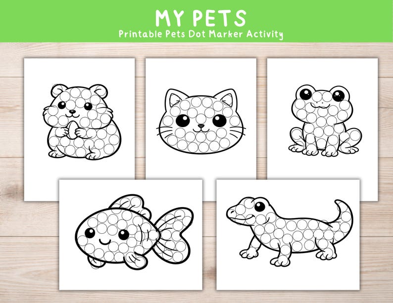 Pets Dot Marker Pages + Bonus Coloring Worksheets (digital Download) - Etsy