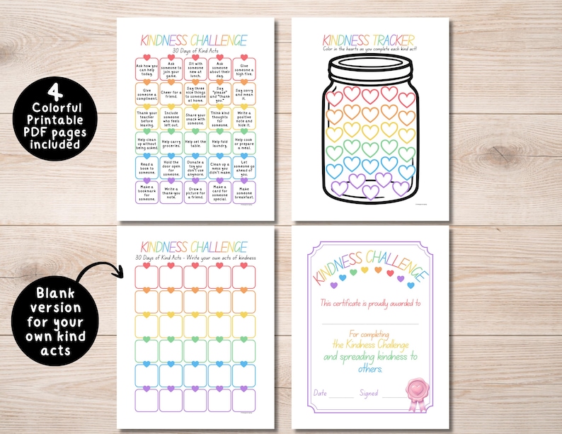 30 Day Kindness Challenge Pack for Kids Printable (digital Download) - Etsy