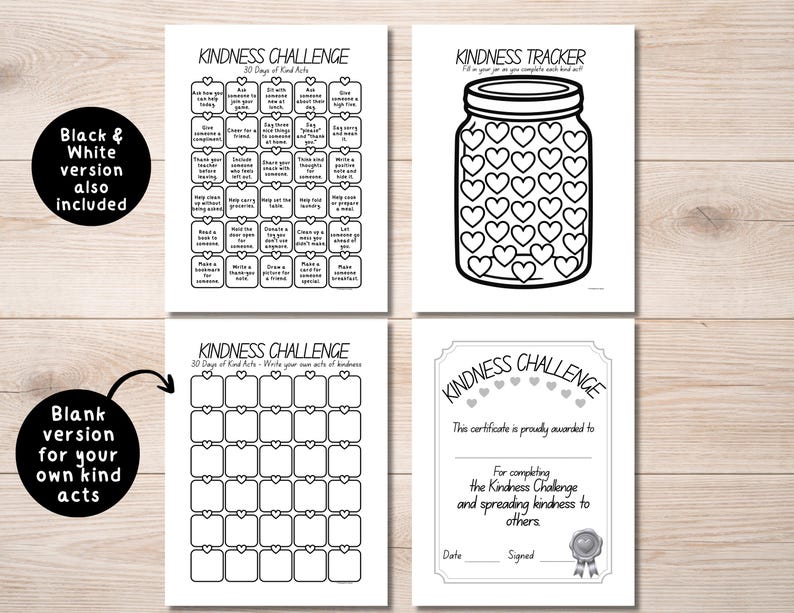 30 Day Kindness Challenge Pack for Kids Printable (digital Download) - Etsy