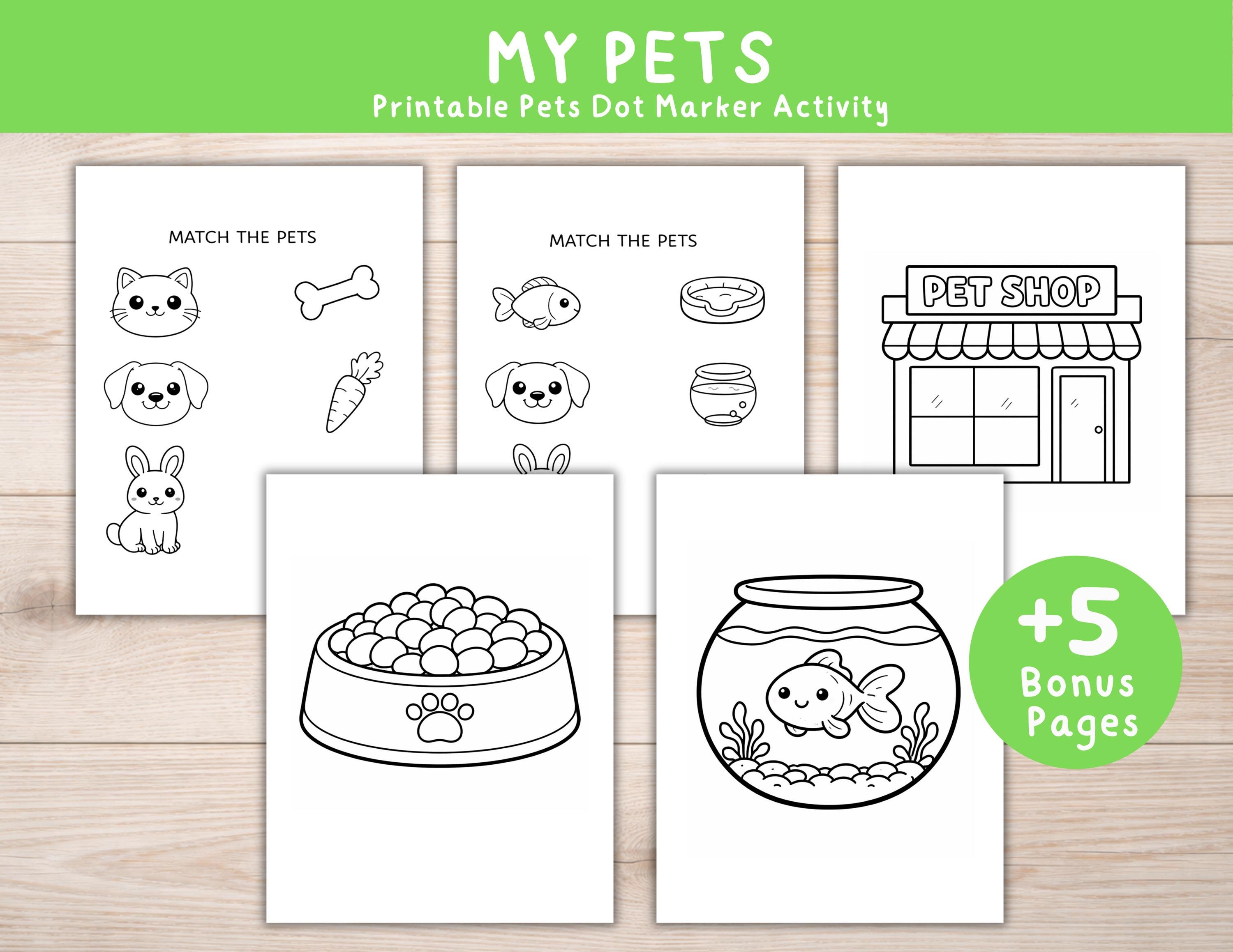 Pets Dot Marker Pages + Bonus Coloring Worksheets (digital Download) - Etsy