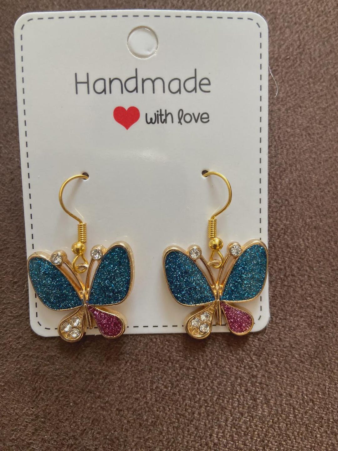 Handmade Colorful Butterfly Blue Earrings, Shiny Enamel Earrings - Etsy