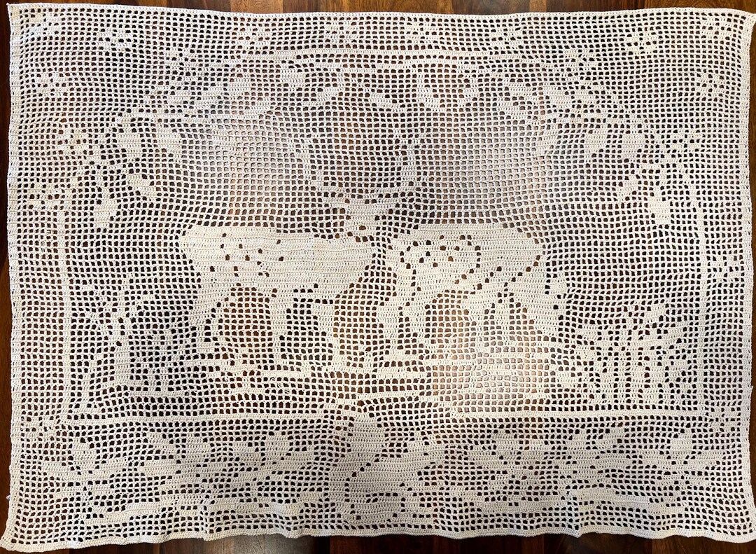 Vintage Filet Crochet Pattern- Rustic Farmhouse Decor - Etsy