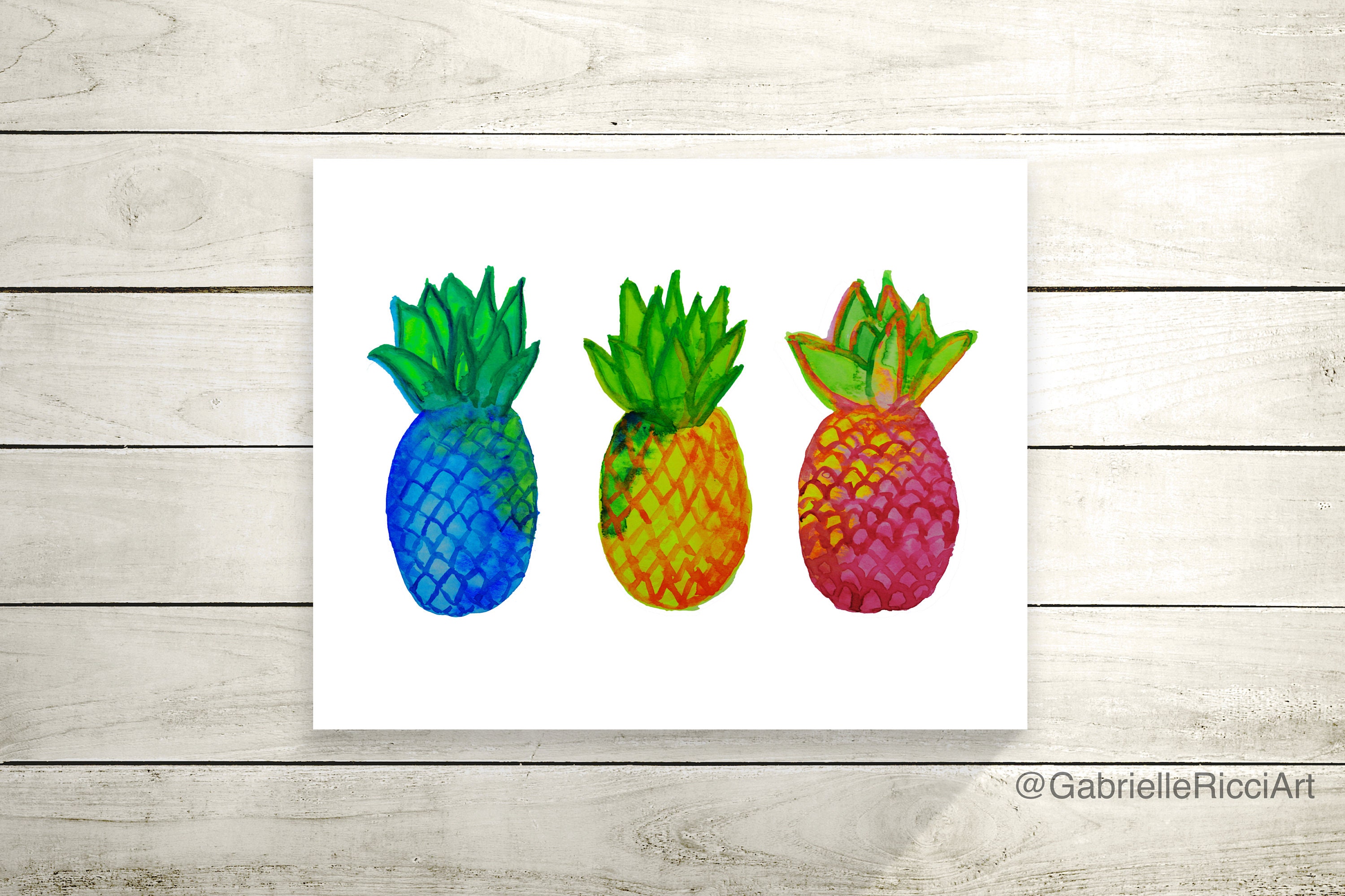 Pineapple Art Print Rainbow Pineapples Original Art Print | Etsy