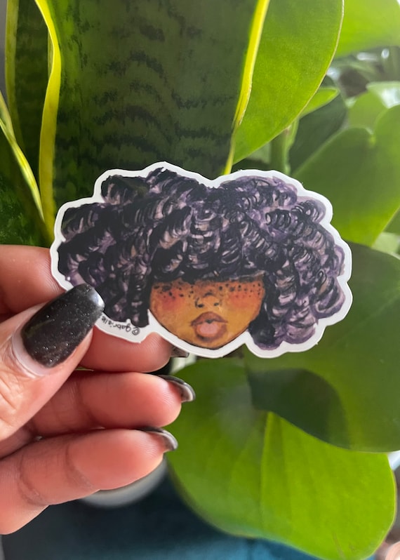 Afro Girl Vinyl Sticker | Etsy
