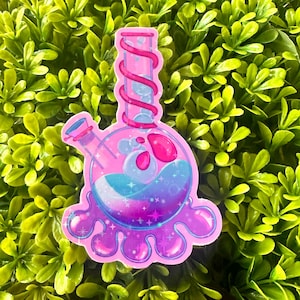 Spongebob Bong Vinyl Sticker - Holographic Jelly Fishing Sticker - Cute ...
