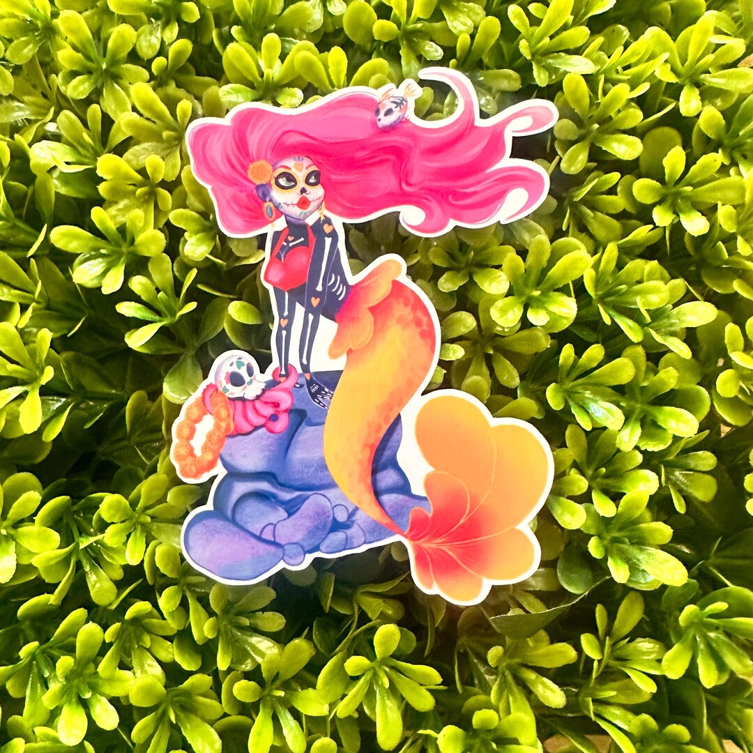 Day of the Dead Mermaid Sticker – Holographic Vinyl Decal - Etsy