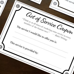 Printable Act of Service Coupons / Custom I Owe You Love Coupon Book ...