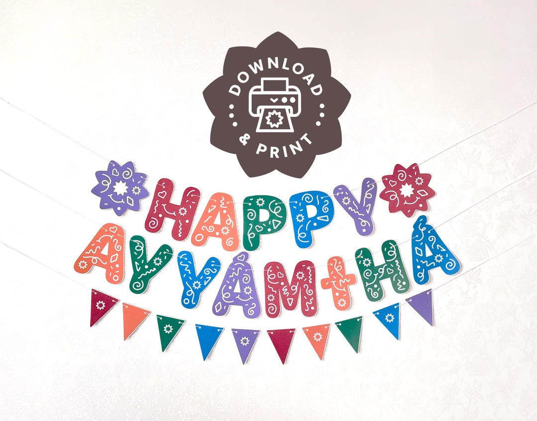 Printable Happy Ayyam-i-ha Letter Banner Set / PDF Rainbow 9-pointed ...