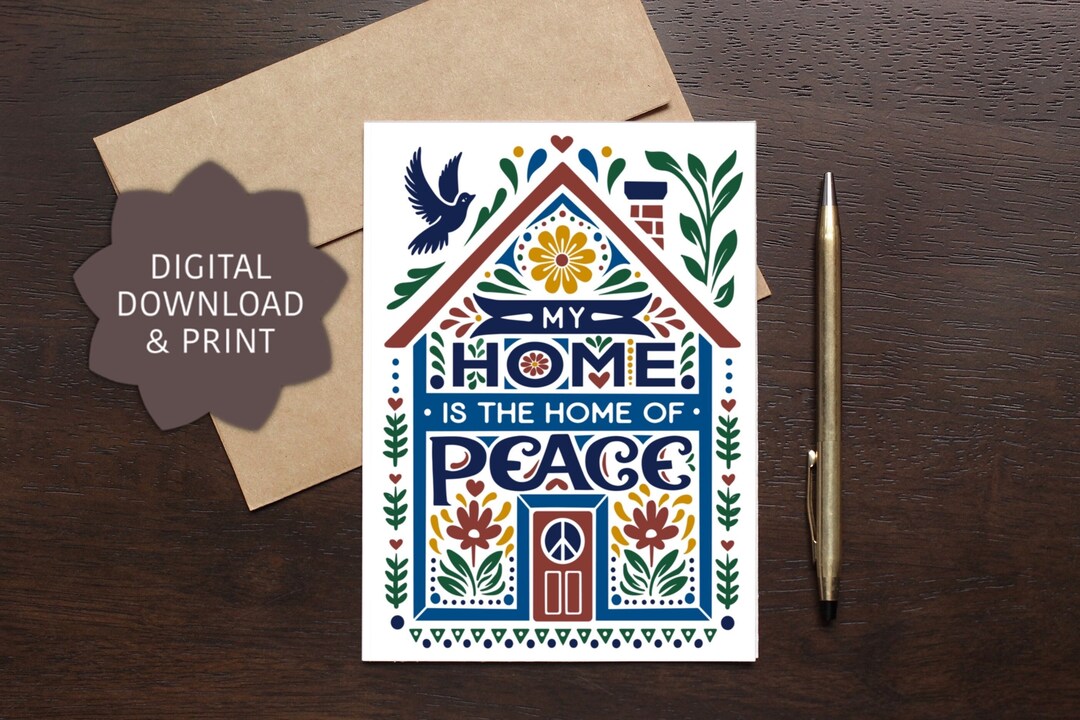 Home of Peace Printable Greeting Card / Instant Download 5x7 PDF in A4 ...
