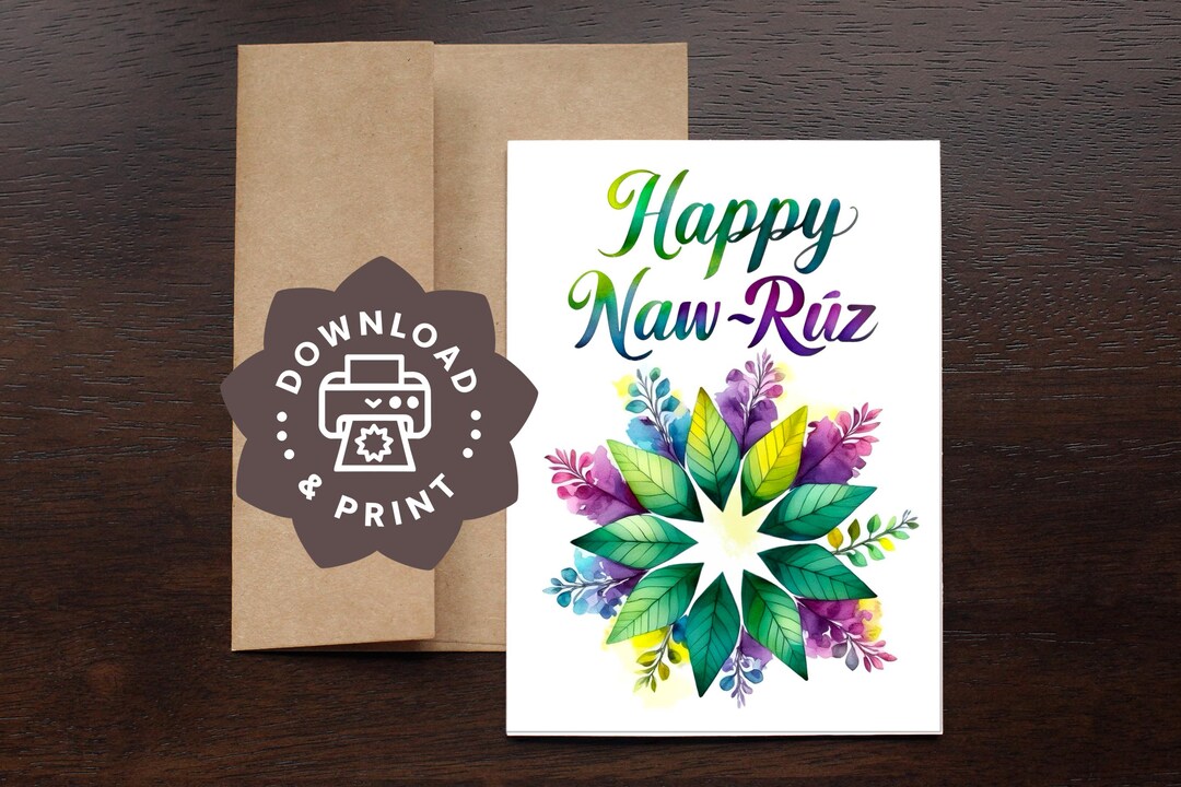 Happy Naw-rúz Greeting Card / Instant PDF Download / Hand Lettered ...