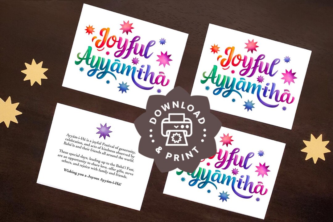 Printable Ayyám-i-há Flat Cards / Instant Download PDF / Watercolor ...