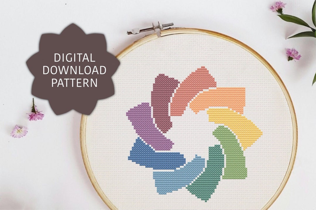 9 Pointed Star Cross Stitch Pattern Rainbow / Instant Download / Baháí ...