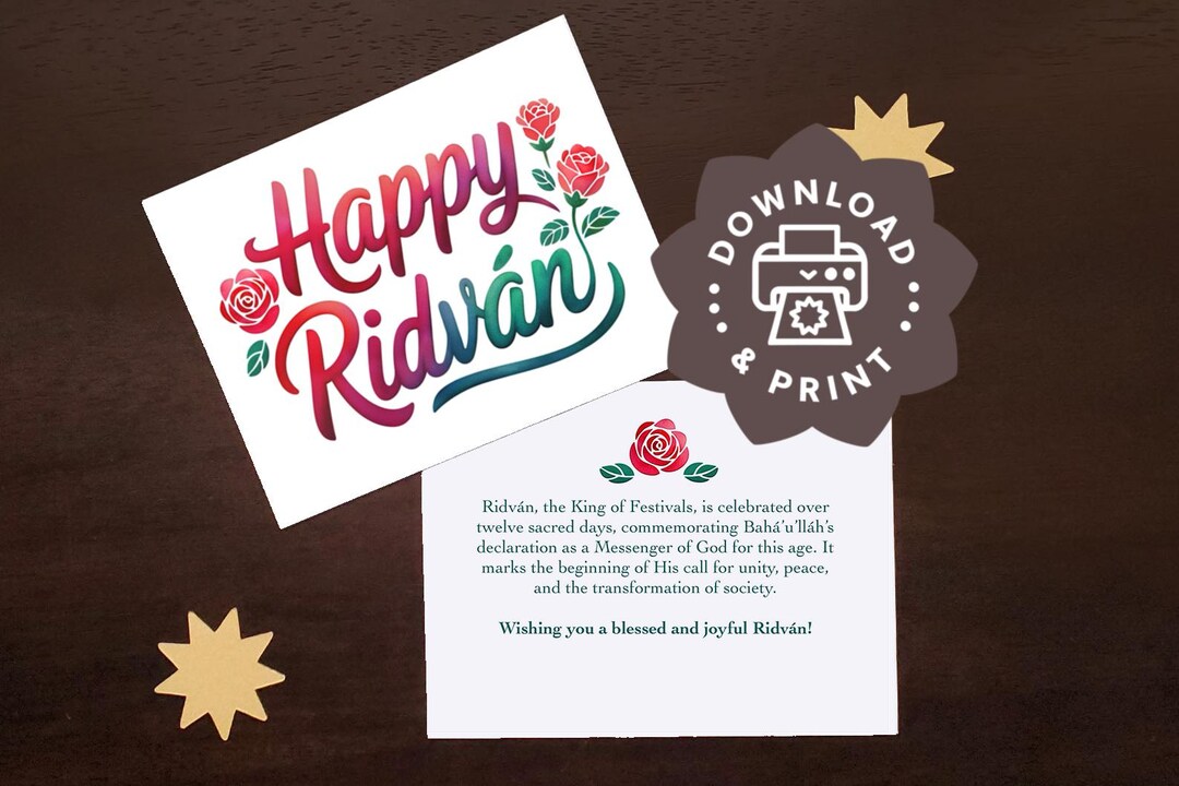 Printable Ridván Greetings / Digital Download Hand Lettered PDF / Baha ...
