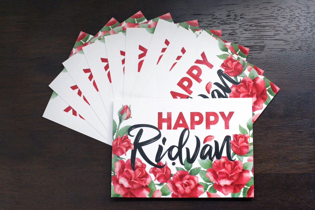 Set of Happy Ridván Rose Watercolor Hand Lettered Postcards / Baha'i ...