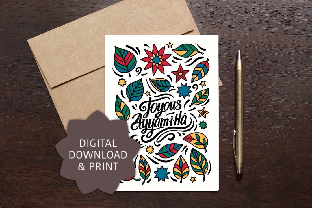 Joyous Ayyam-i-ha Printable Greeting Card / Instant Download / Hand ...