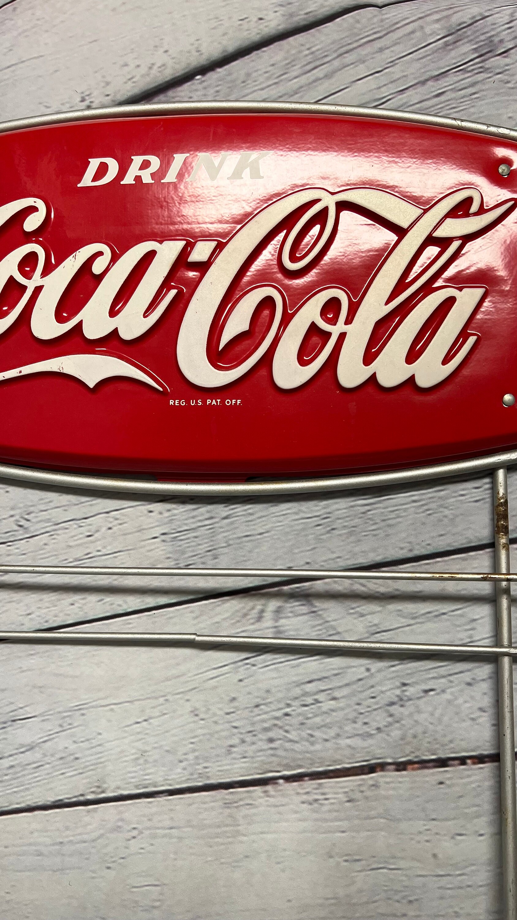 Vintage Fishtail Coca-cola Store Display Sign With Metal Frame ...