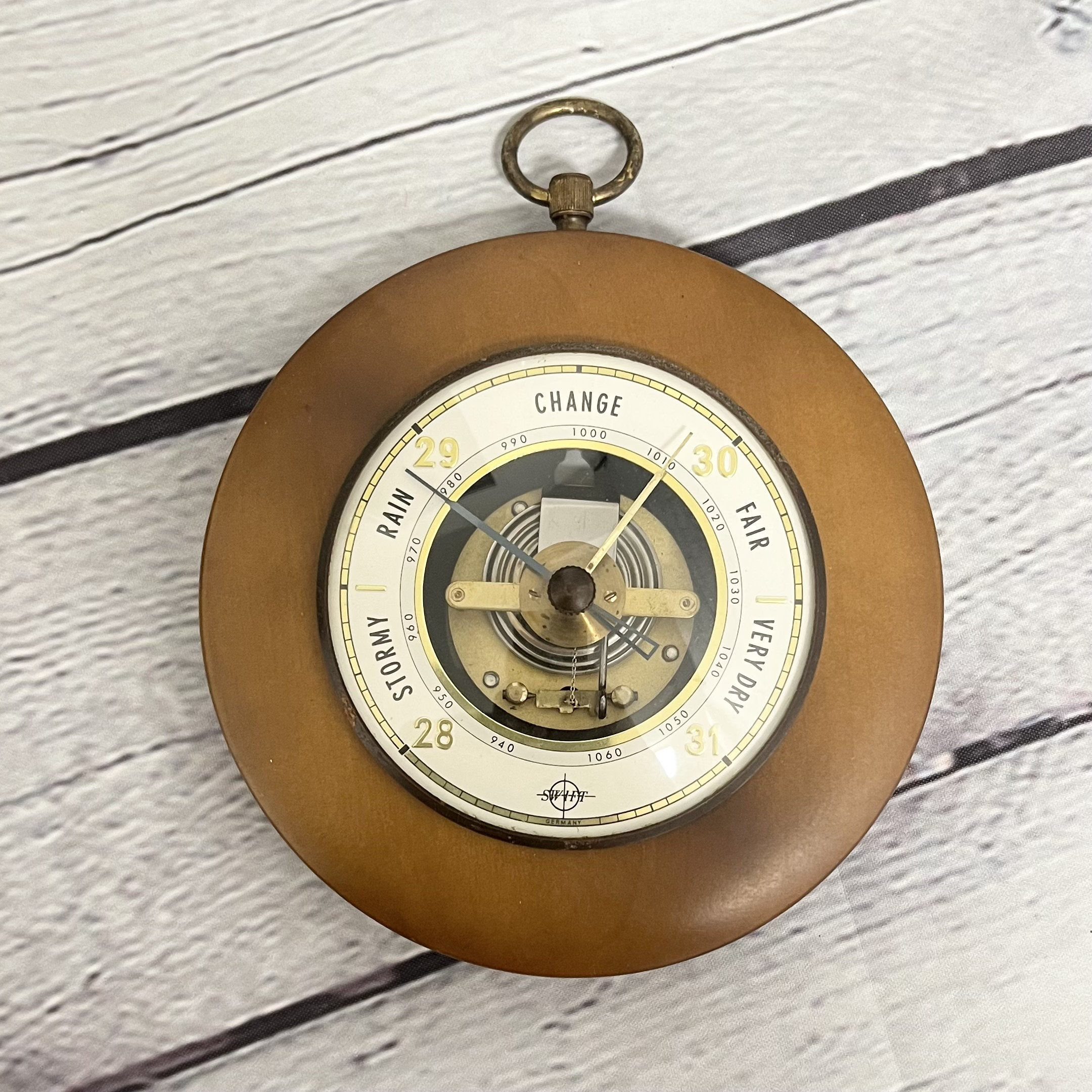 Vintage Swift Wood and Metal Barometer Germany - Etsy