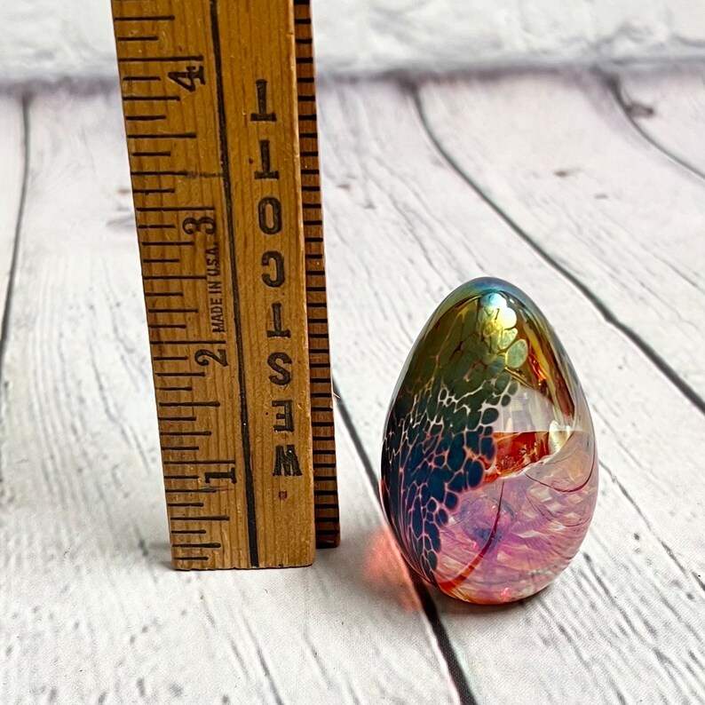 Vintage GES 'egg Style' Hand Blown Art Glass Iridescent Paperweight ...