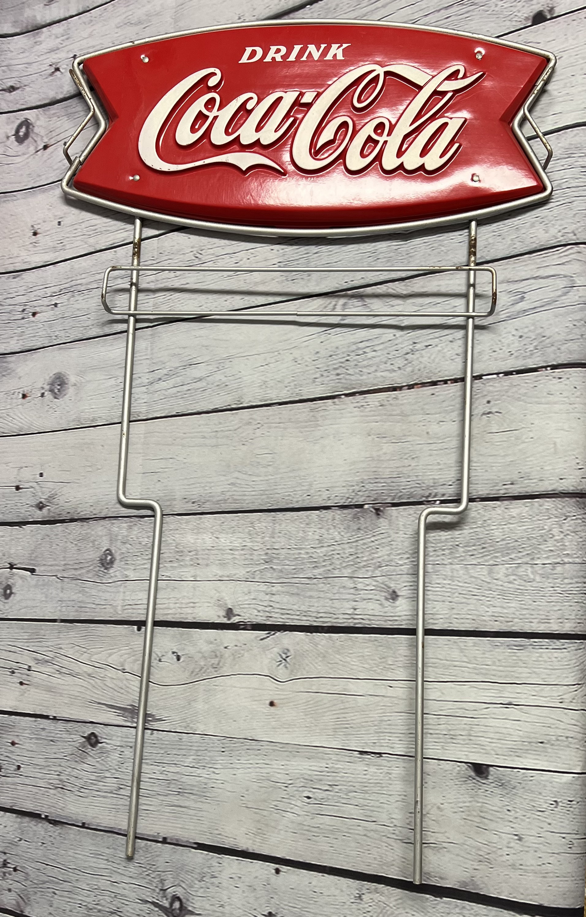 Vintage Fishtail Coca-cola Store Display Sign With Metal Frame ...