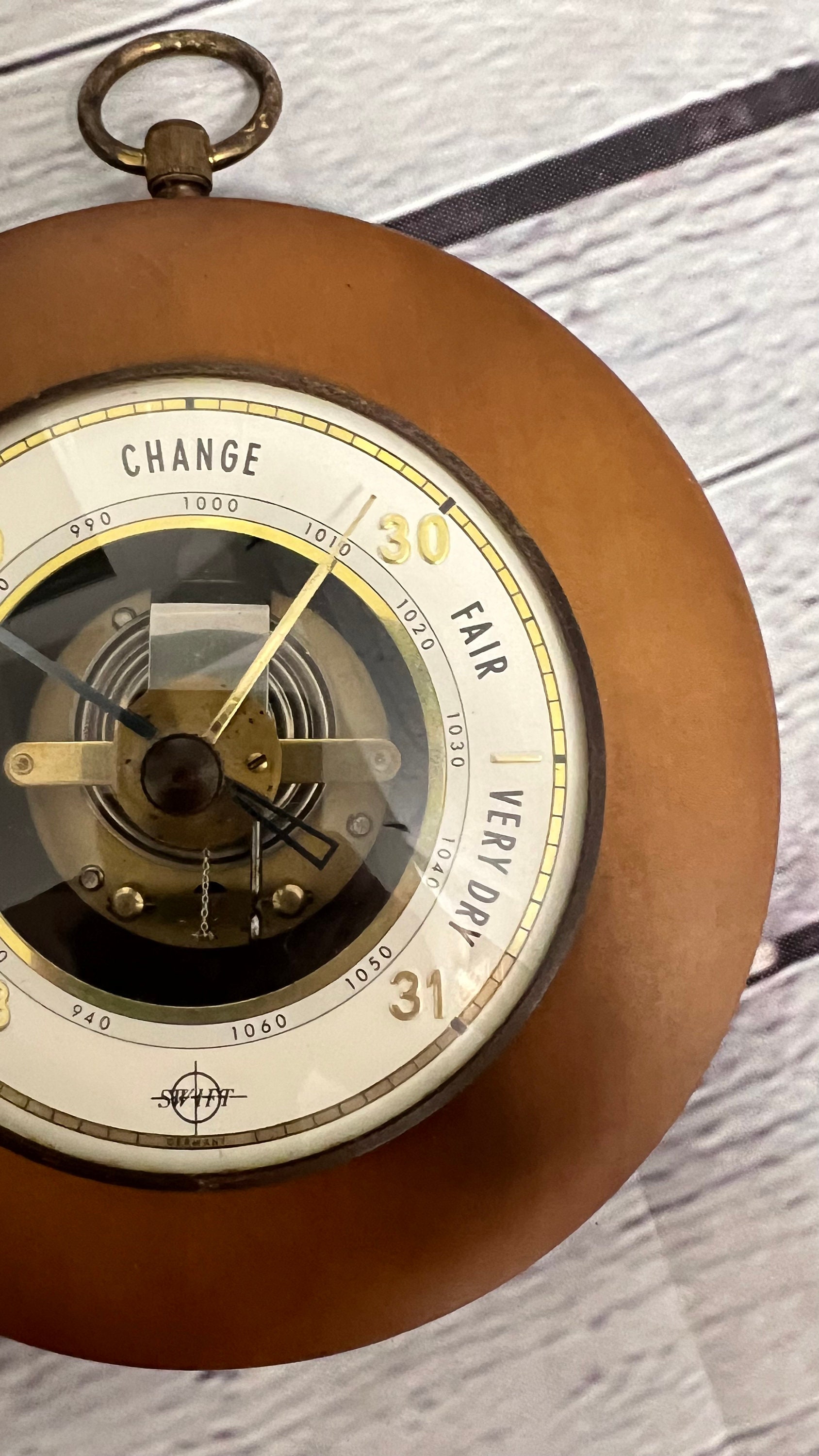 Vintage Swift Wood and Metal Barometer Germany - Etsy