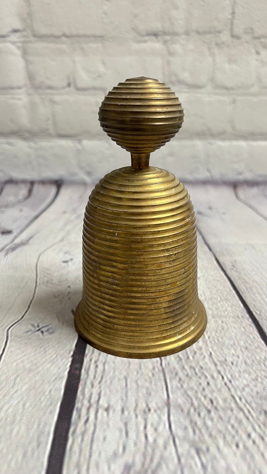 Vintage MCM Style Brass Bee Hive Bell - Etsy