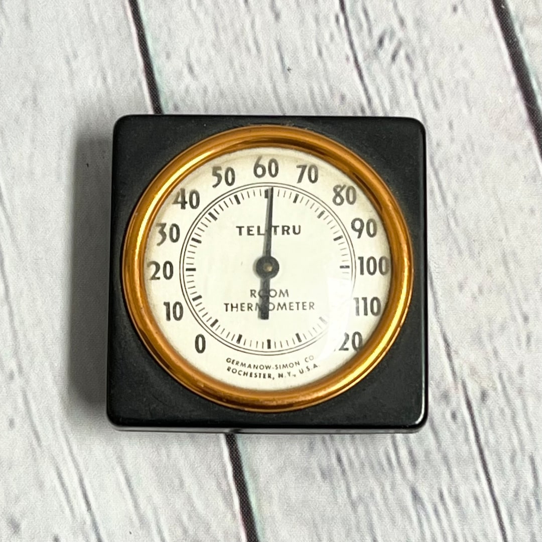 Vintage Tel Tru Metal Dashboard Thermometer Antique Car Accessory Gauge ...