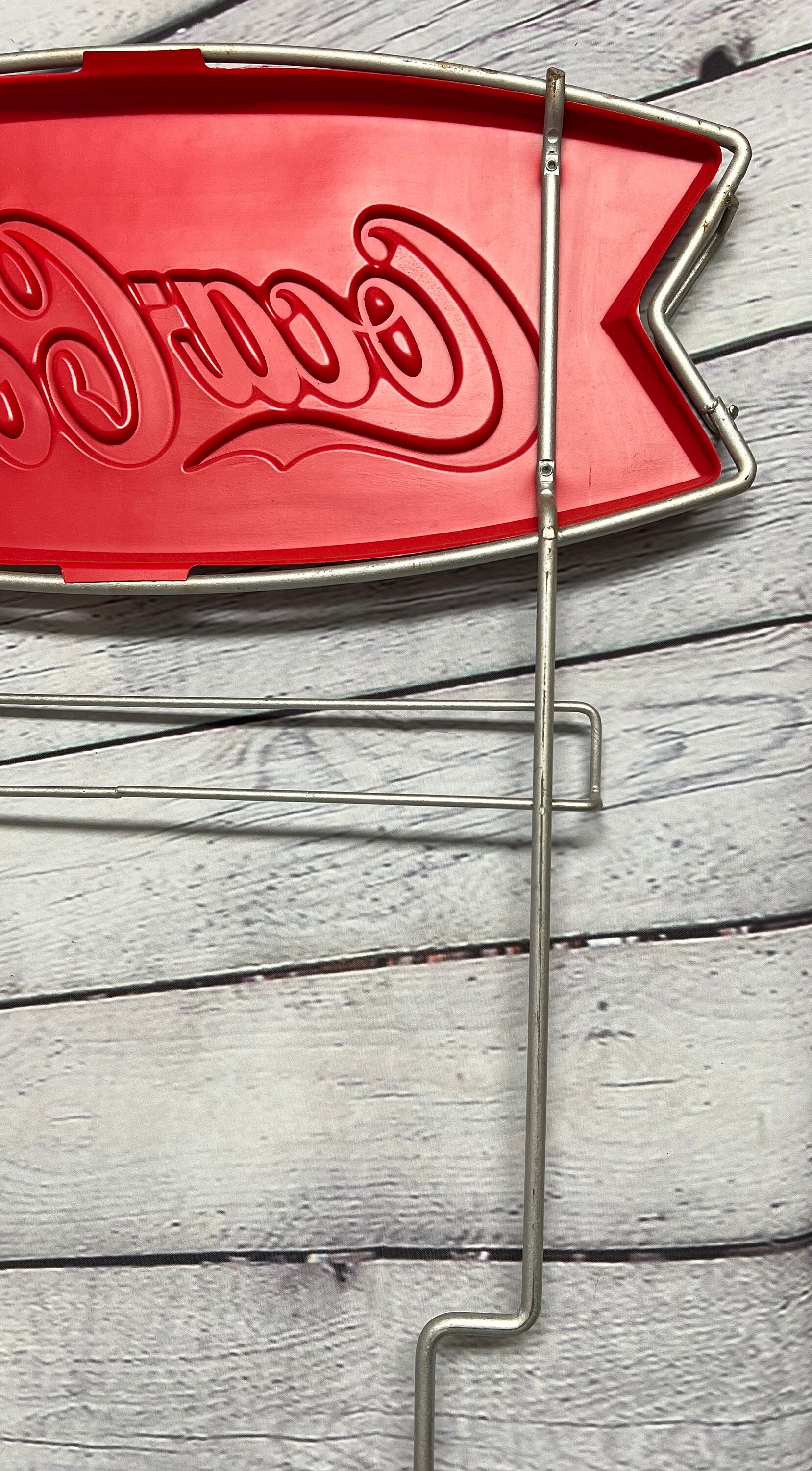 Vintage Fishtail Coca-cola Store Display Sign With Metal Frame ...