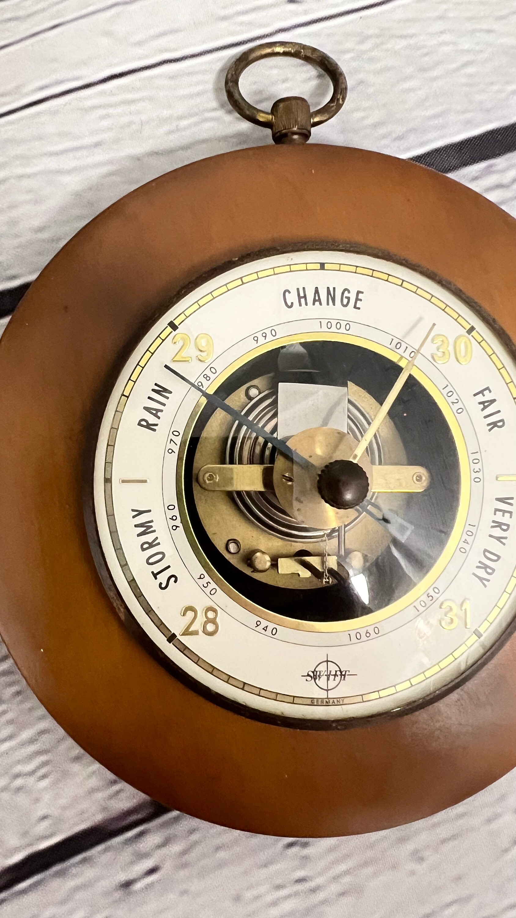 Vintage Swift Wood and Metal Barometer Germany - Etsy