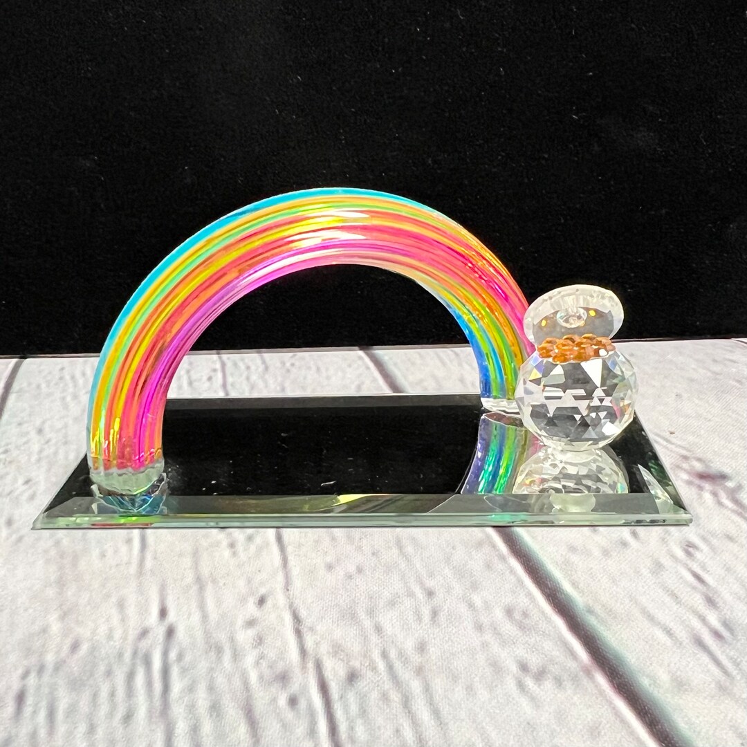 Swarovski Style Crystal Rainbow and Pot of Gold Figurine - Prismatic ...