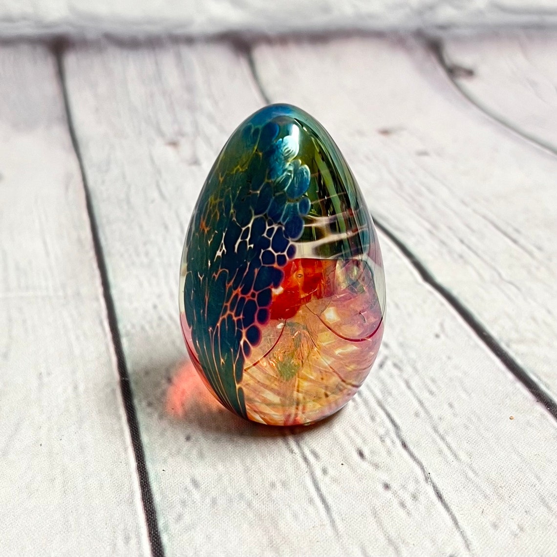 Vintage GES 'egg Style' Hand Blown Art Glass Iridescent Paperweight ...