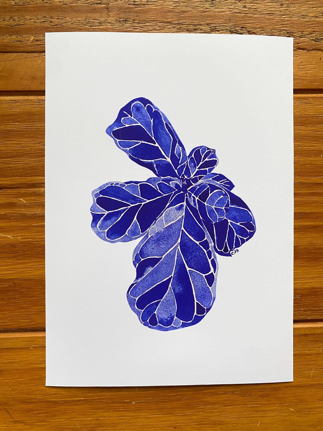 Blue Watercolor Fiddle Leaf Fig Print 5 X 7 - Etsy