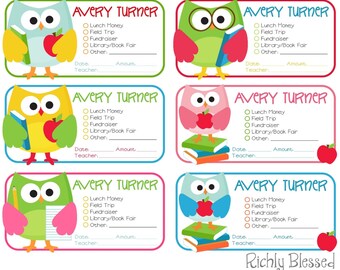 Personalized School Money Printable Stickers School Labels | Etsy