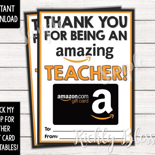 Stickers Amazon gift card holder 5x7 INSTANT DOWNLOAD Printable Thank ...