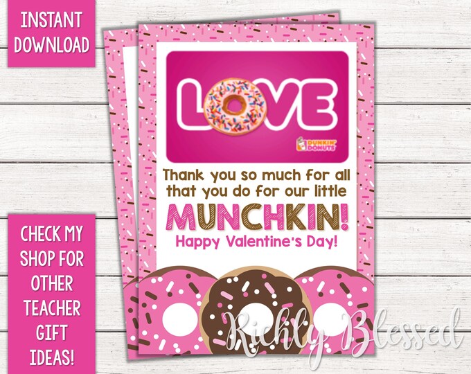 INSTANT DOWNLOAD Dunkin Donuts Inspired Valentine's Day Teacher ...