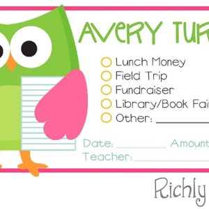 Personalized School Money Printable Stickers School Labels Teacher ...
