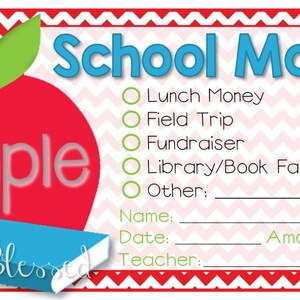 INSTANT DOWNLOAD School Money Printable Envelope Stickers Labels ...