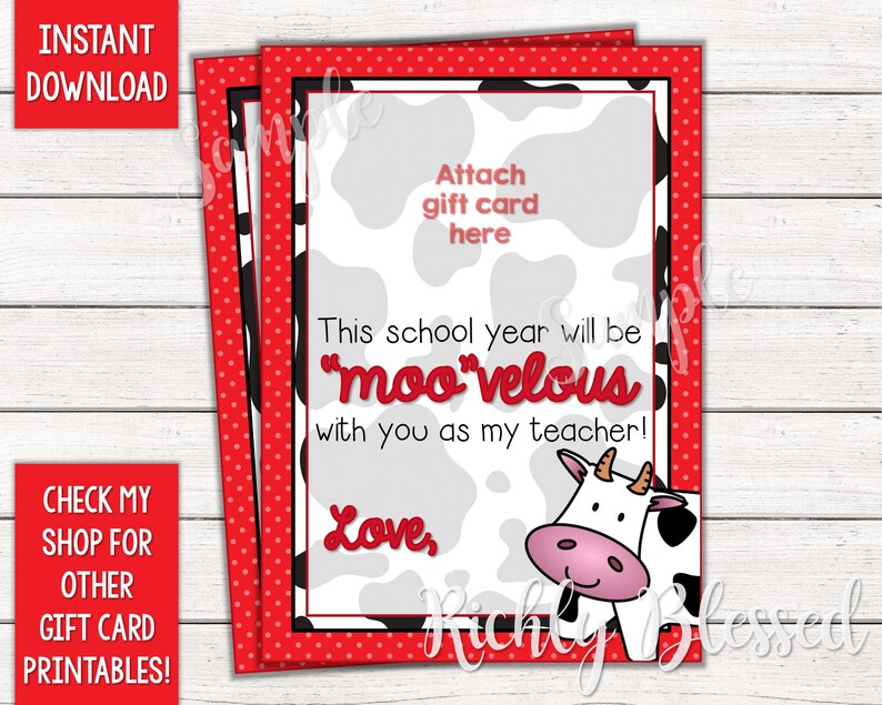 INSTANT DOWNLOAD Chick Chicken Gift Card Back to School Teacher Gift ...