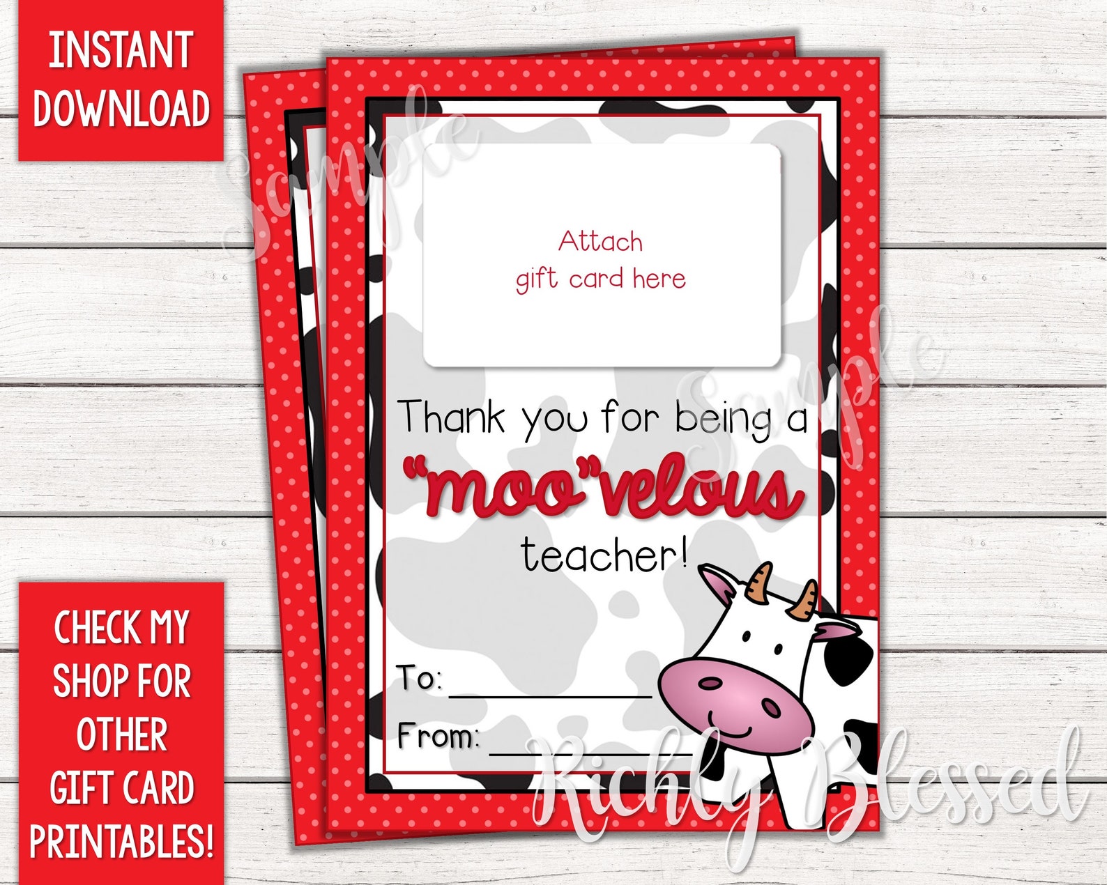 INSTANT DOWNLOAD Chicken Chick Gift Card Teacher Appreciation Gift ...