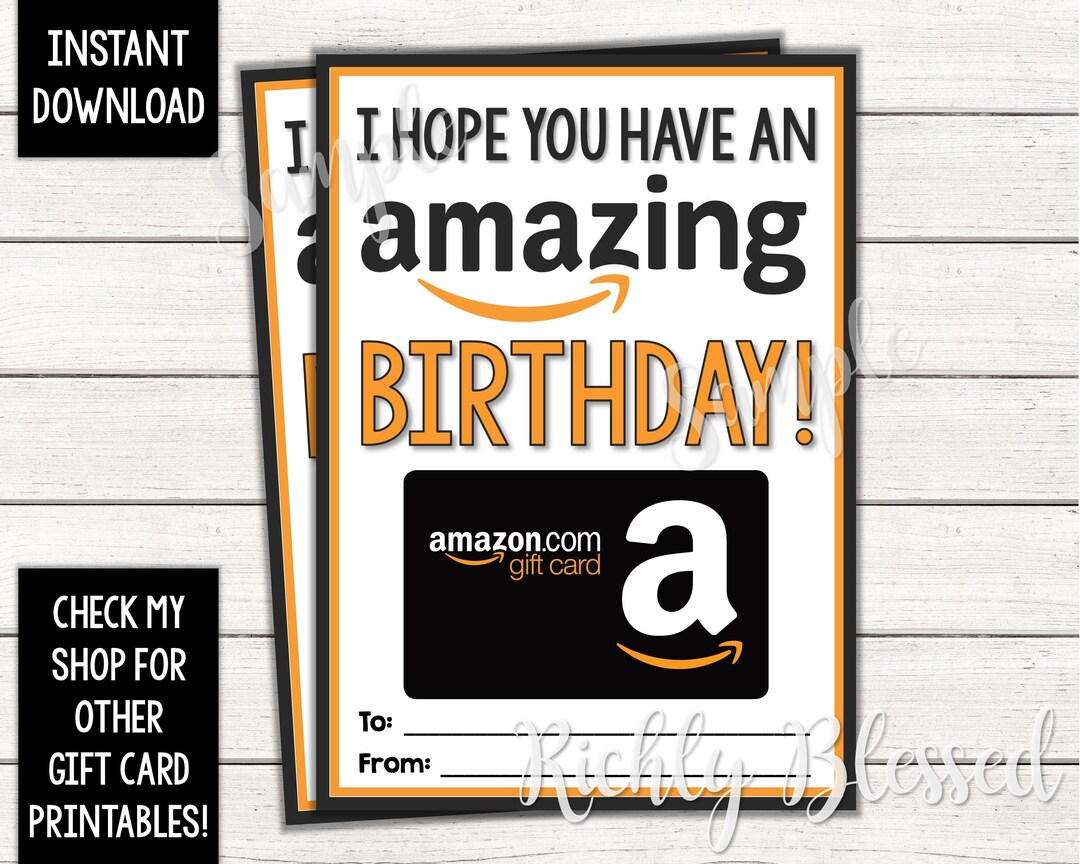 INSTANT DOWNLOAD Amazon Gift Card Birthday Card Holder Gift Card ...
