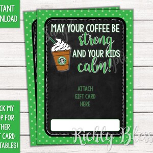 INSTANT DOWNLOAD Starbucks Back to School Teacher Gift, Teacher Thank ...