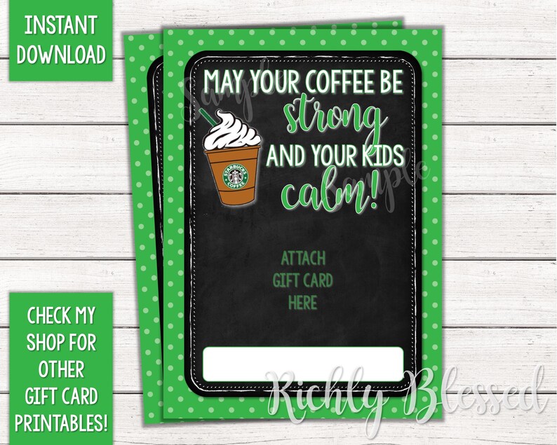 INSTANT DOWNLOAD Starbucks Back to School Teacher Gift, Teacher Thank ...