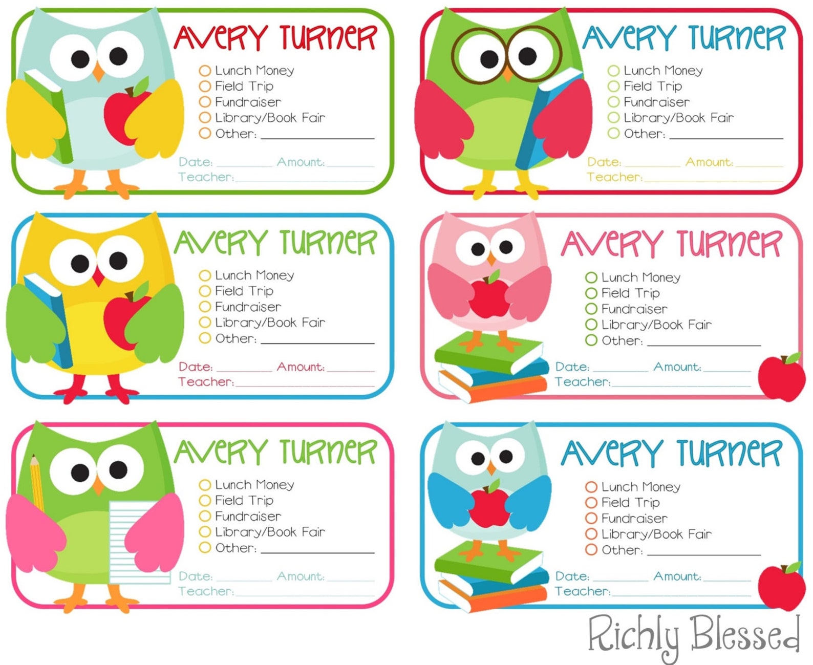 Personalized School Money Printable Stickers School Labels - Etsy