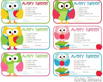 Personalized School Money Printable Stickers School Labels | Etsy