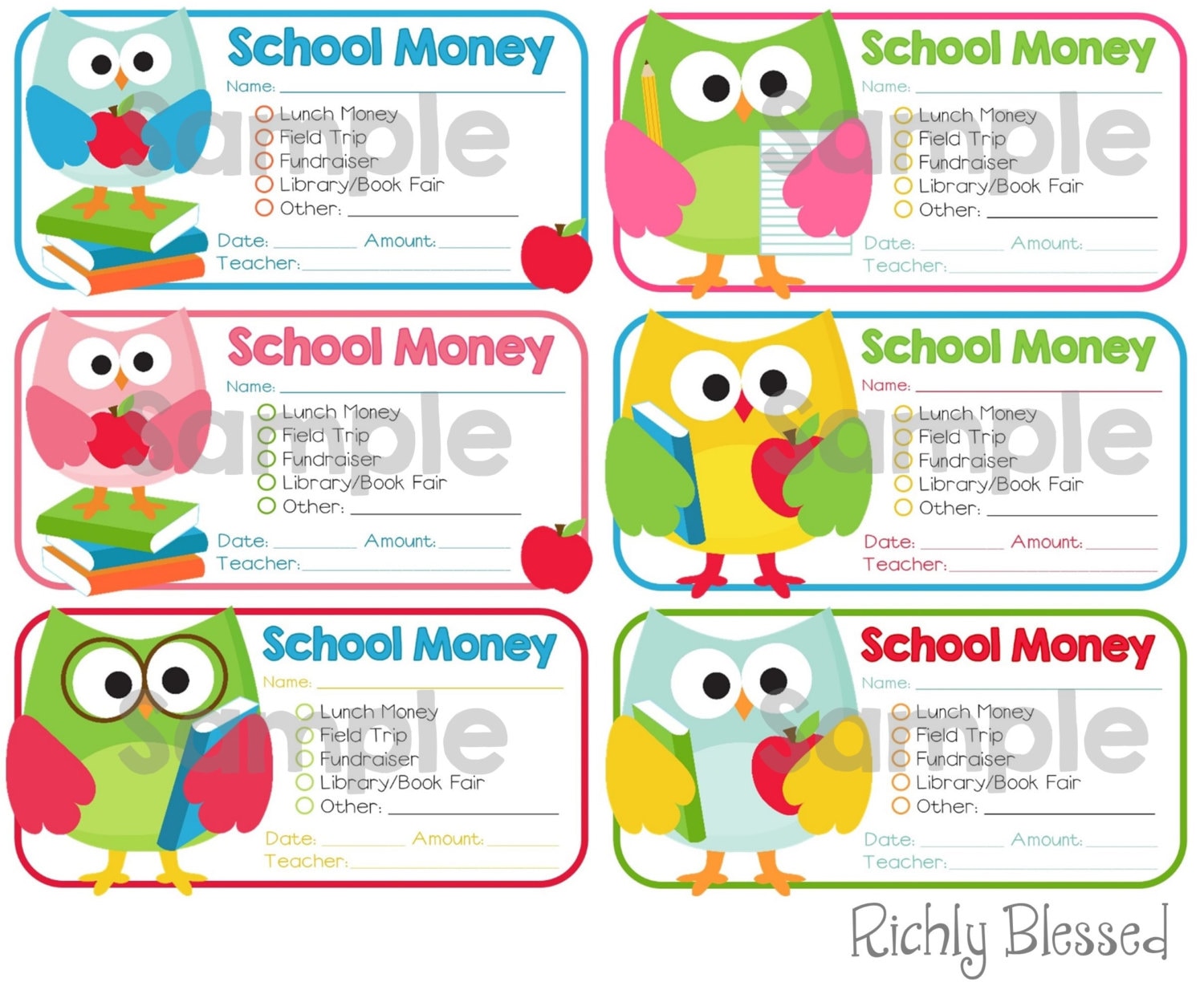 INSTANT DOWNLOAD School Money Printable Envelope Stickers | Etsy