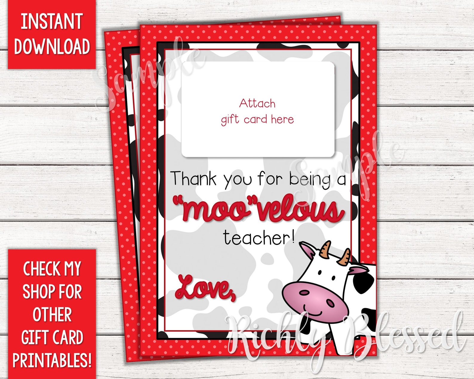 INSTANT DOWNLOAD Chicken Chick Gift Card Teacher Appreciation Gift ...