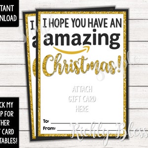 INSTANT DOWNLOAD Amazon Gift Card Christmas Card Holder Gift Card ...